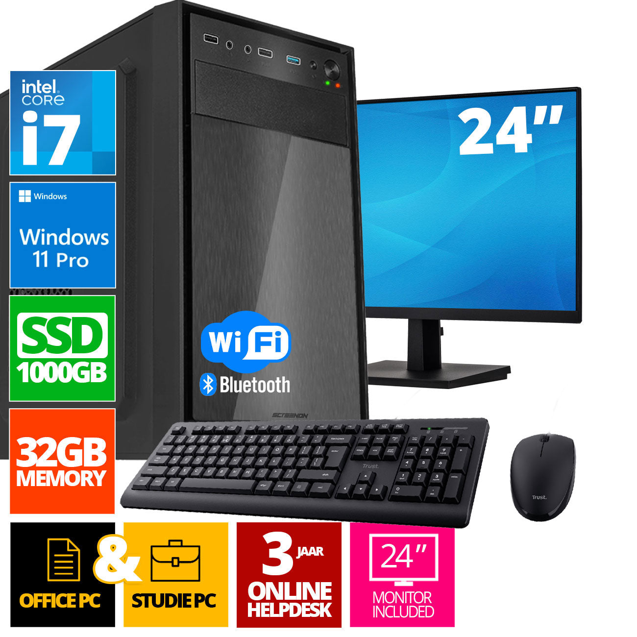 Intel Complete PC Set | Intel Core i7 | 32 GB DDR4 | 1 TB SSD + 24 Zol